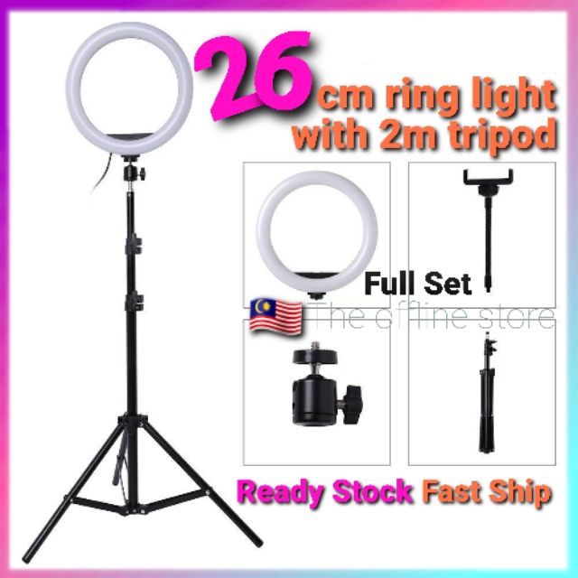 26cm LED Ring Light with 2M Tripod Stand Youtuber FB Live Tik Tok ...