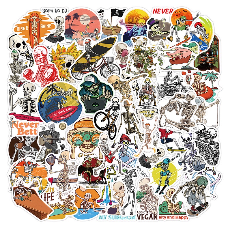 50PCS SKELETON fans Vinyl Decal graffiti STICKERS bomb for laptop ...
