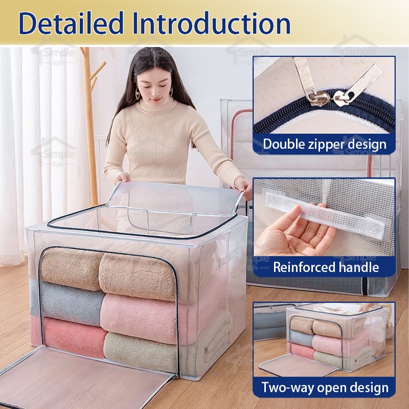 Storage Box 72L 100L Foldable Waterproof Clothes Wardrobe Organizers ...