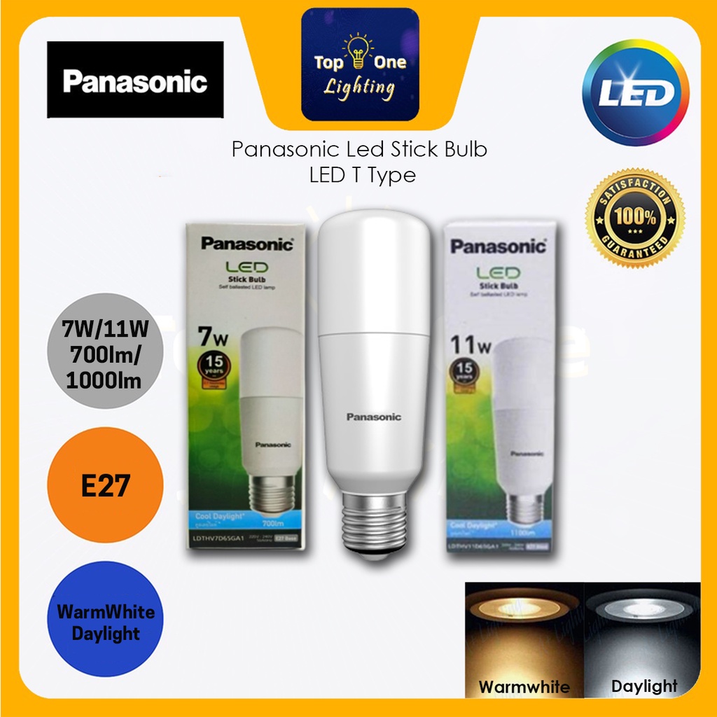 Panasonic LED T-TYPE Stick Bulb 7W / 11W (WarmWhite/Daylight) | Shopee ...