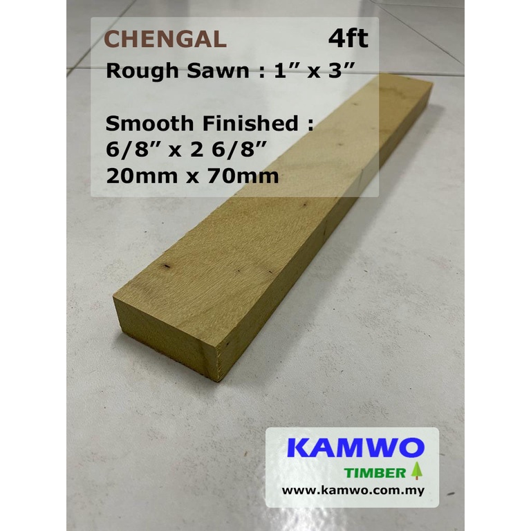 Chengal Timber (Rough, S4S, E4E, E2E) - 1" x 3" x 4ft - ( Kayu Cengal ) | Shopee Malaysia