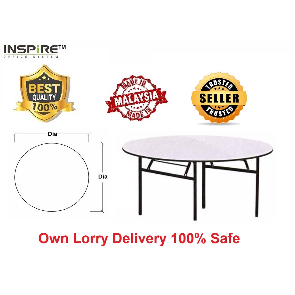 L1800 x D1800(mm) Round Banquet Folding/Foldable Table (25mm) | Shopee ...