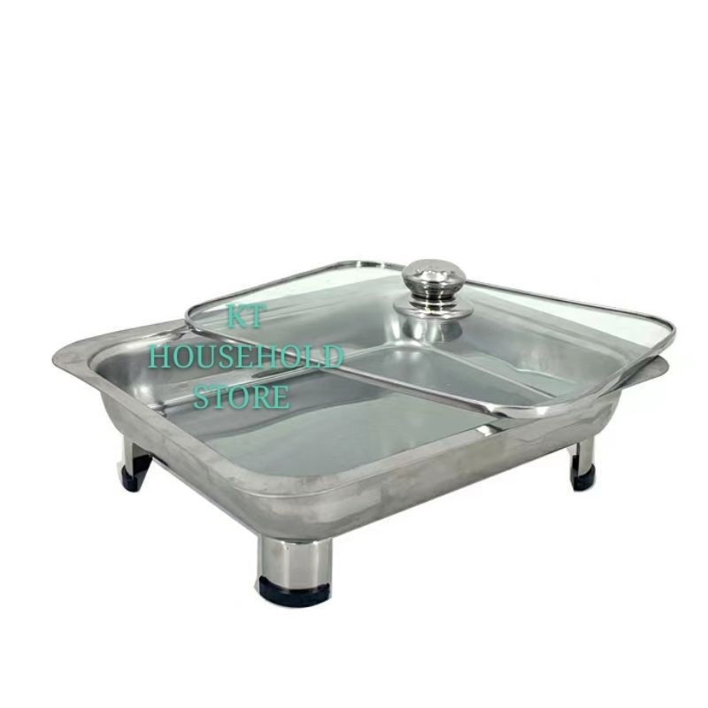 Bekas Lauk Catering 6 set 35x27cm Buffet set (glass cover) chafing dish ...