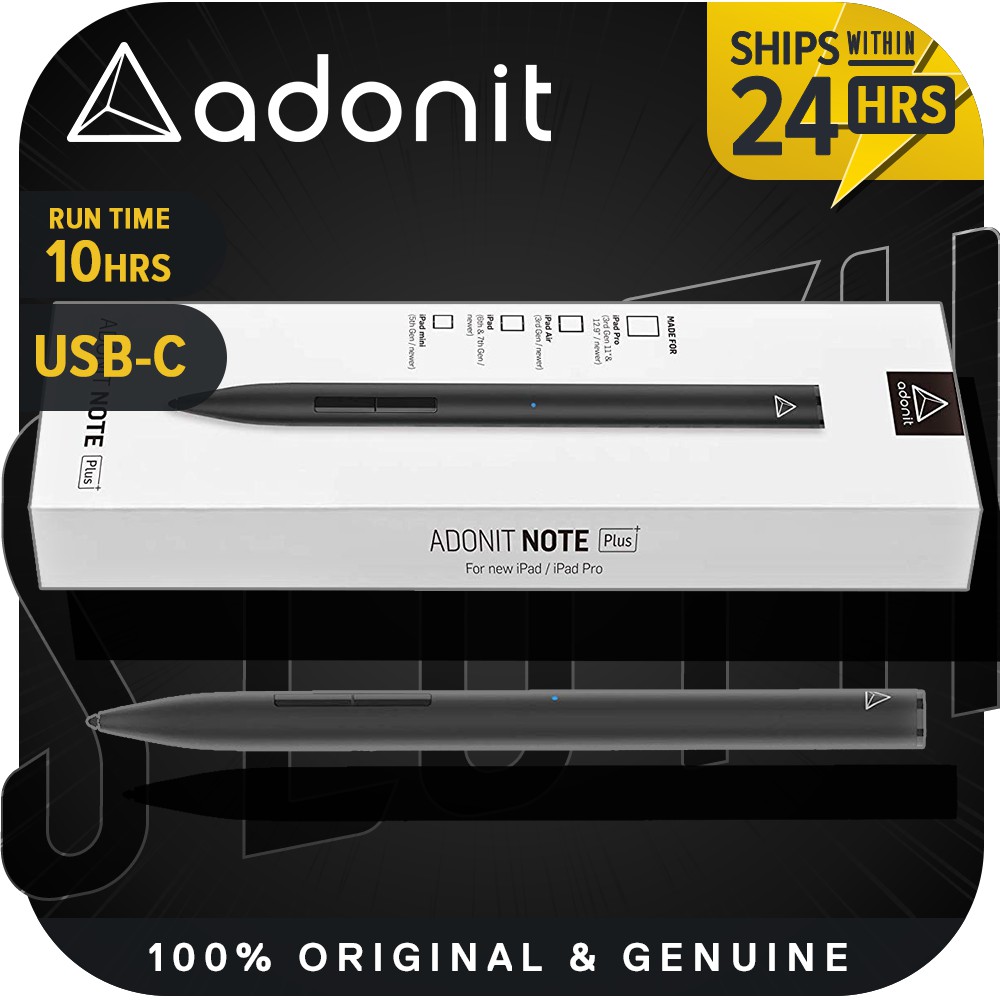 Adonit Note+ Plus Stylus Pencil with Native Palm Rejection, Pressure ...