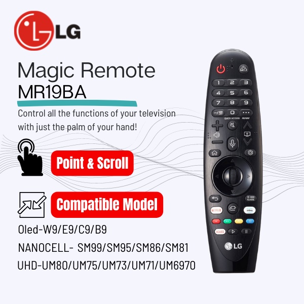ORIGINAL LG Magic Remote Control for Select 2019 LG Smart TV AI ThinQ AN-MR19BA Bluetooth With ...