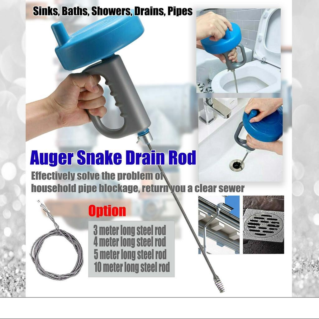 10m Drain Unblocker Flexible Rod Auger Snake Rod Drain Unclogged Pipe ...