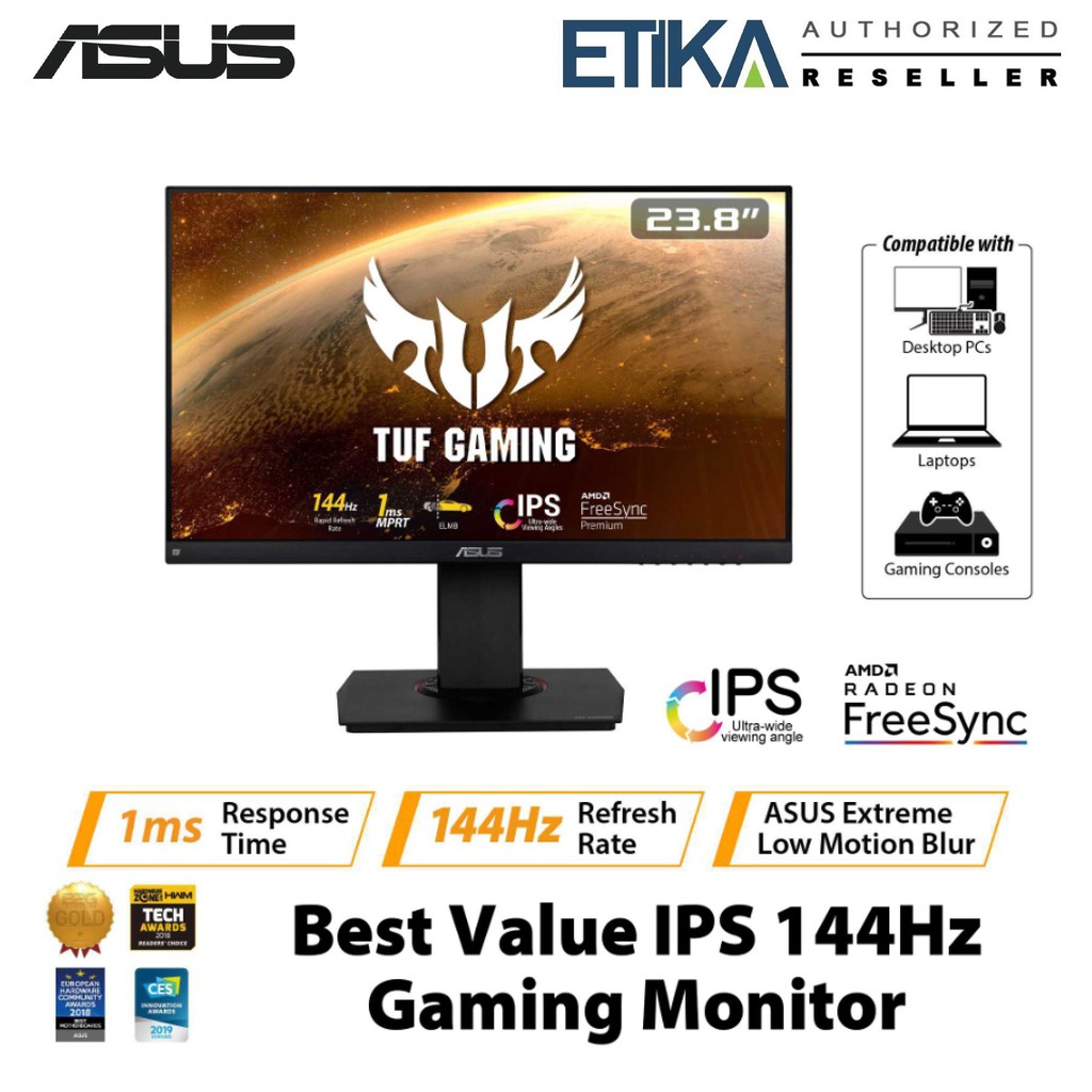Asus tuf gaming vg249q 24" ips full hd 144hz 1ms freesync elmb gaming ...