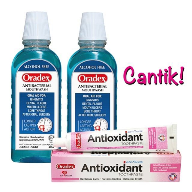 Oradex Antibacterial mouth wash 400ml x2 Free periodontal vitamin ...