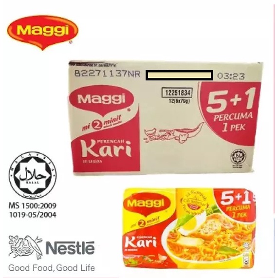 Maggi Kari 2-Minute Kari Noodles 5+1 | Curry Instant Noodles 12(6 x 79g ...