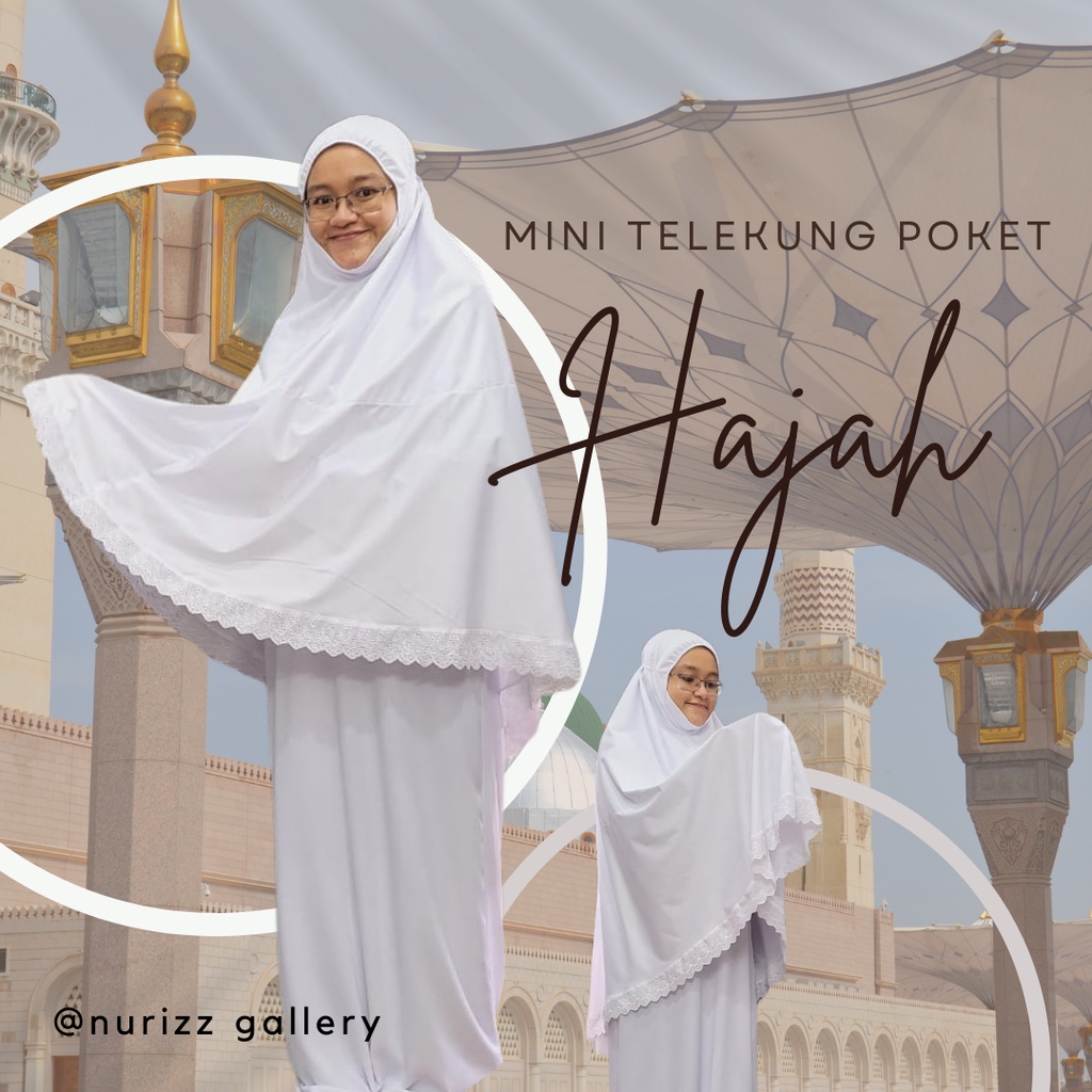 Mini telekung poket umrah haji / telekung umrah / mini telekung putih ...