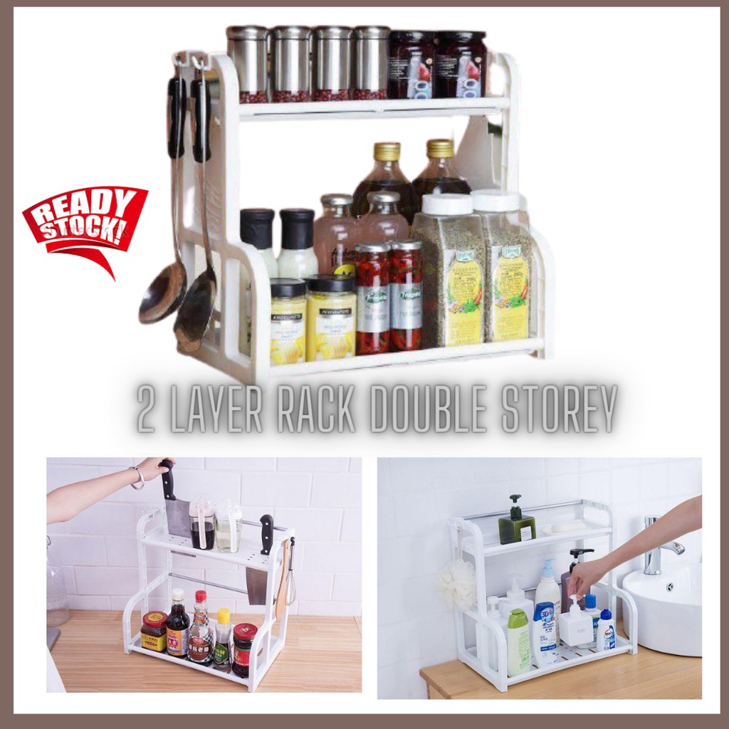 STORAGE 2 Layer Rack Double Storey Kitchen Shelves Storage. Rak rempah ...
