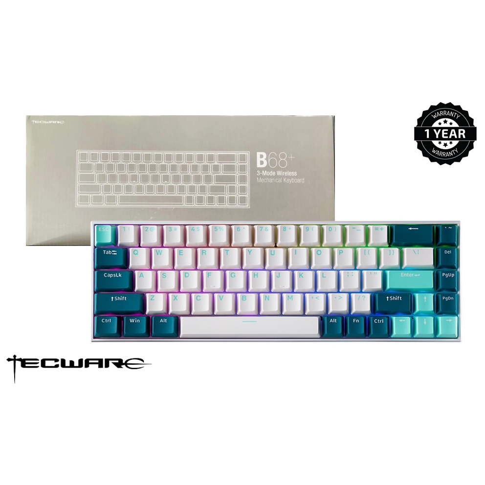 Tecware B68+ Wireless Mechanical Keyboard White (B68 Plus, Hot ...