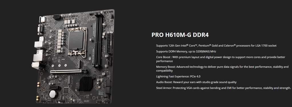 MSI PRO H610M-G DDR4 Intel H610 Chipset Motherboard | Shopee Malaysia