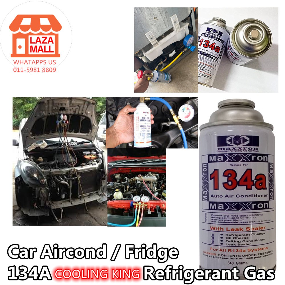 Gas aircond kereta r134a refrigerant refrigerator gas fridge refill cooling car ekon maxxron ...