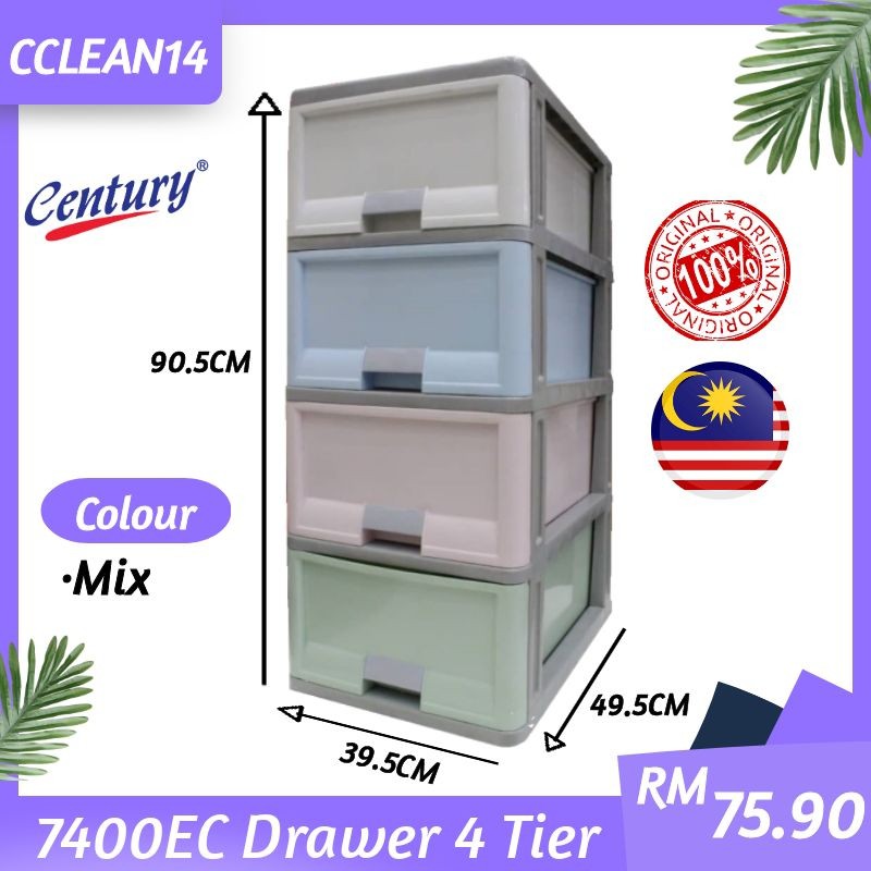 EC7400 Century Drawer 4 Tier With Wheel | Shopee Malaysia