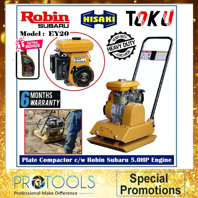 HISAKI / FUJI / TOKU Plate Compactor YP80 WITH Robin Petrol Engine EY20 ...
