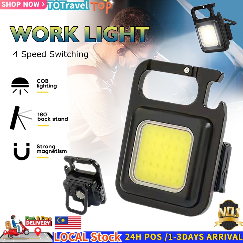 Bright Mini LED COB Working Light Portable Pocket Flashlight USB ...