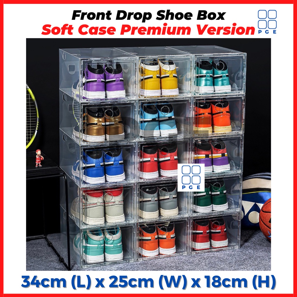 PREMIUM Clear Front Soft Case Shoe Box Stackable Full Transparent PP ...