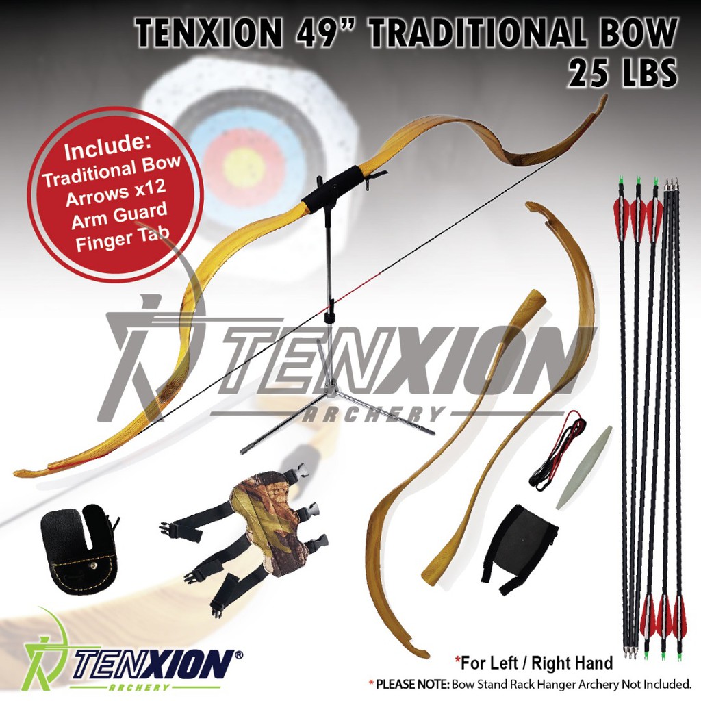 TenXion Archery Traditional Recurve Bow TX44 25 LBS 49" Long Barebow ...