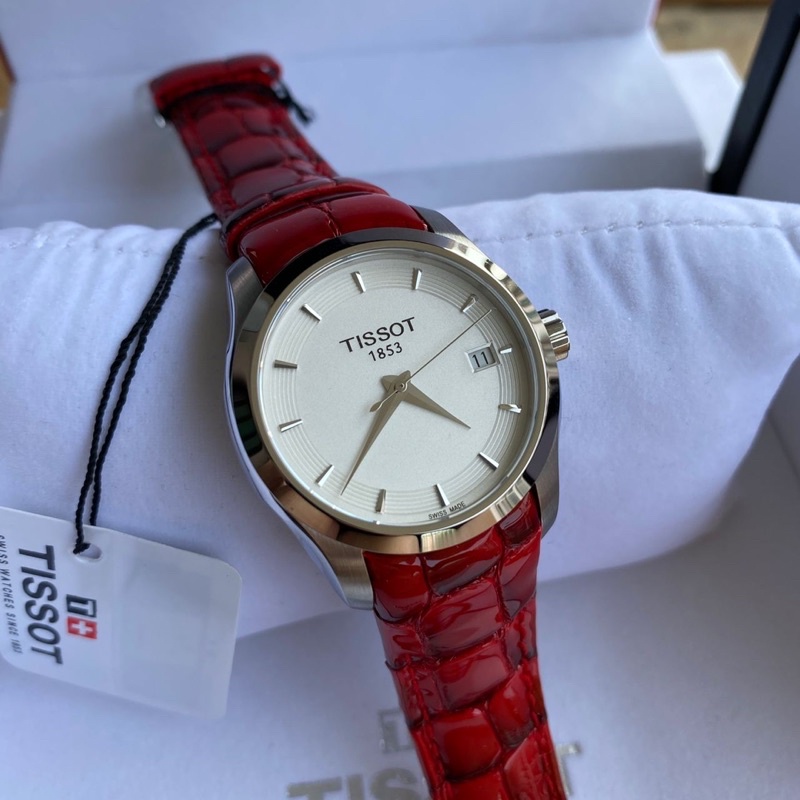 TISSOT COUTURIER RED LEATHER WOMEN WATCH | Shopee Malaysia