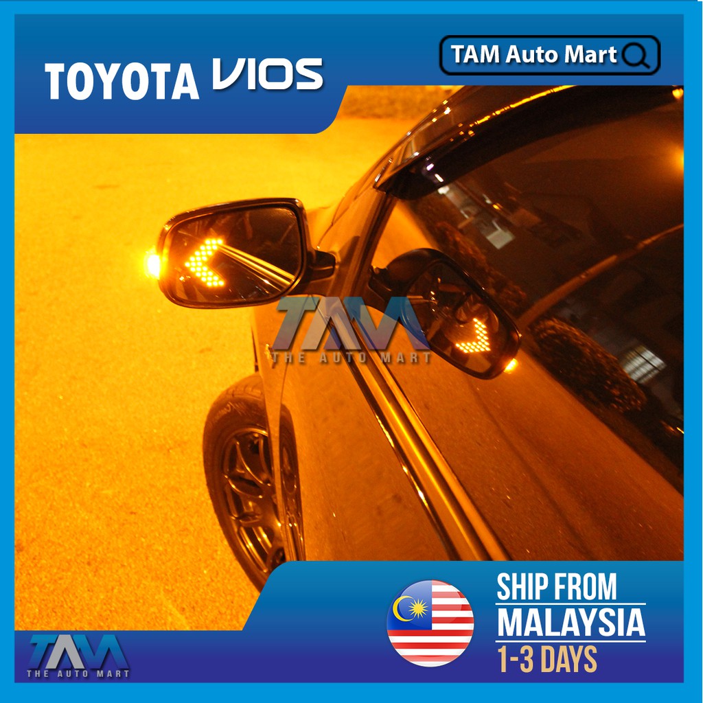 Toyota Vios Blue Side Mirror With LED Signal Wide Angle Sight Rear View ...