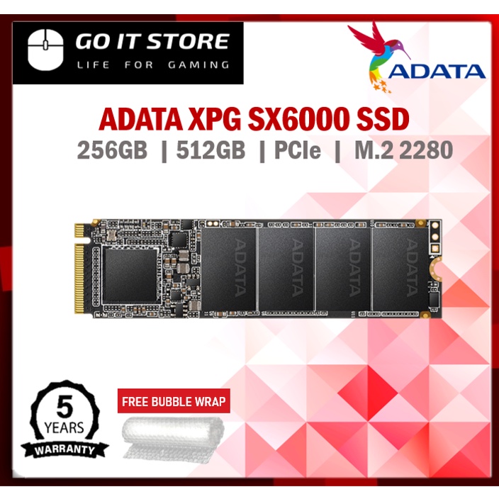 Adata XPG SX6000 256GB/ 512GB Lite PCIe Gen3x4 M.2 2280 SSD | Shopee ...