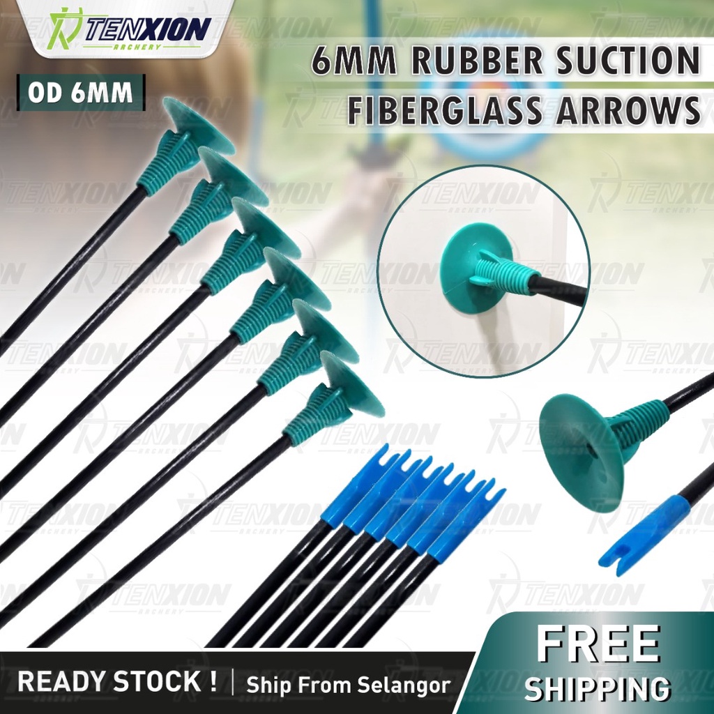 Tenxion Archery 1PC Rubber Suction Arrow OD6MM Fiberglass Junior Kids ...