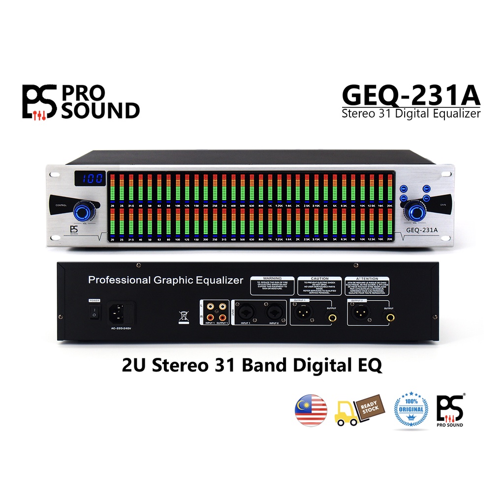 (ORIGINAL MALAYSIA READY STOCK) PS PRO SOUND GEQ-231A 2U Stereo Audio ...