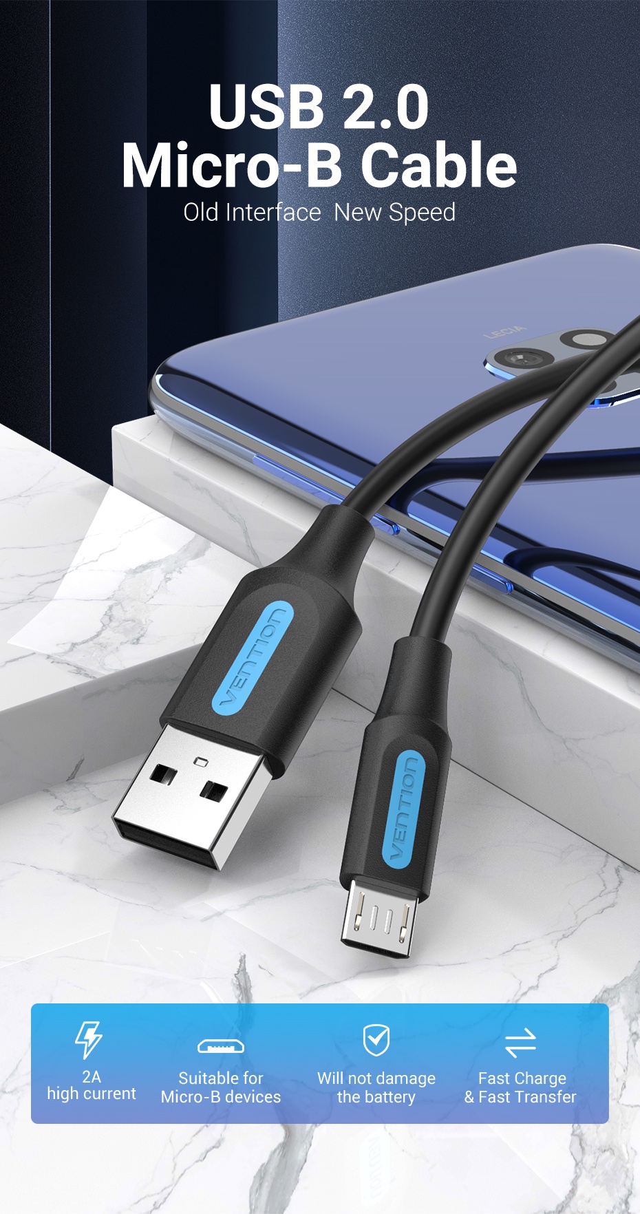 Vention Micro USB Cable 3A Fast Charging USB Data Cable for Samsung ...