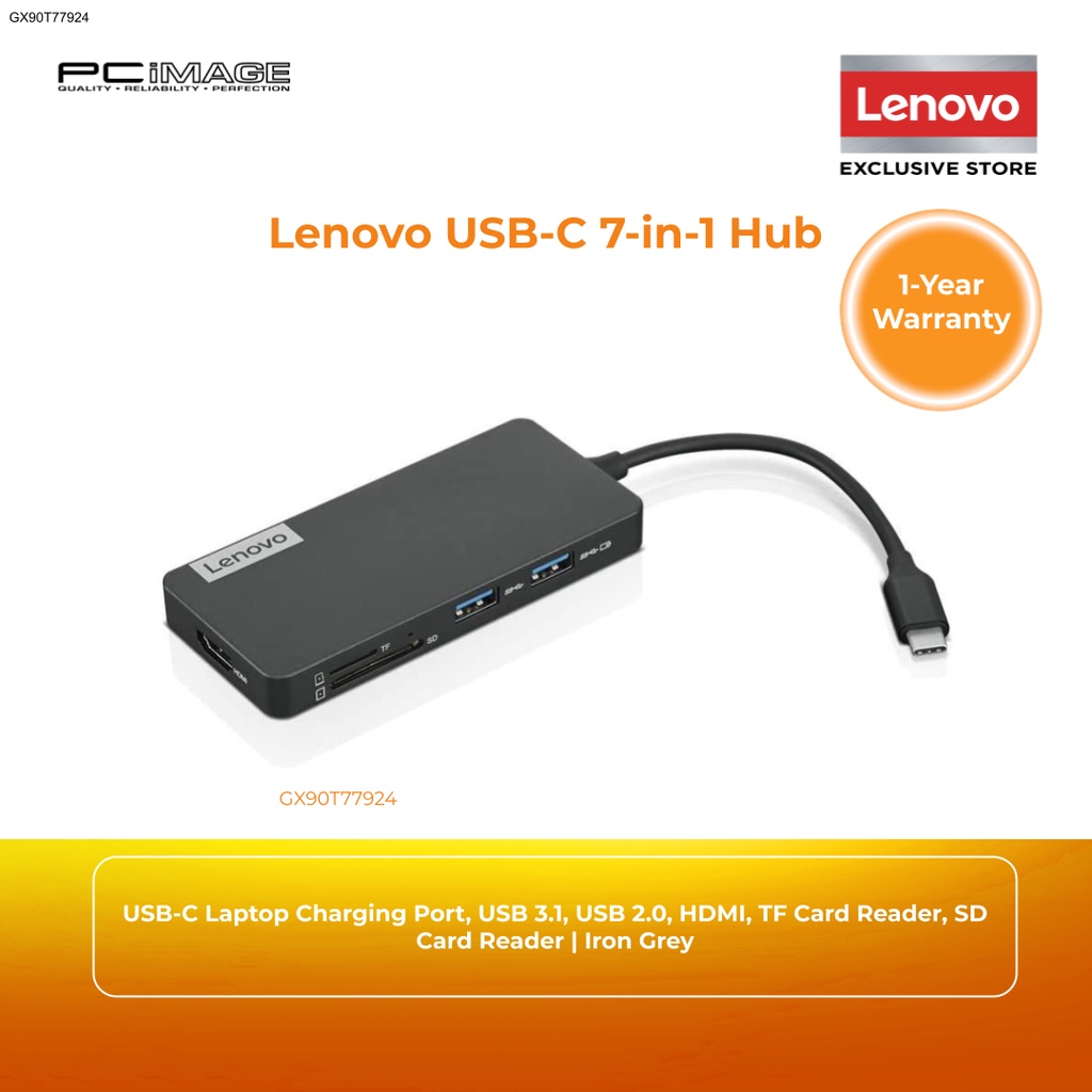 Lenovo USB-C 7 IN 1 HUB | GX90T77924 | Shopee Malaysia