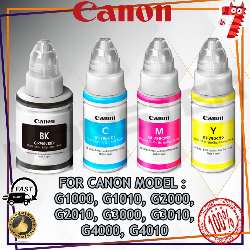 CANON GENUINE GL-790 GL790 GI790 GI-790 REFILL INK G-SERIES CYMK SET ...