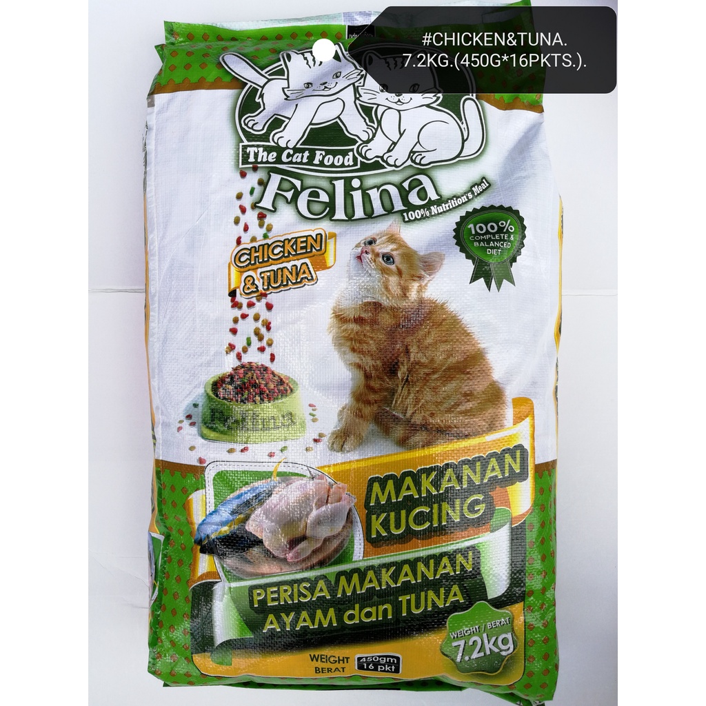 Felina Cat Food Makanan Kucing Seafood / Chicken and Tuna 7.2kg ...