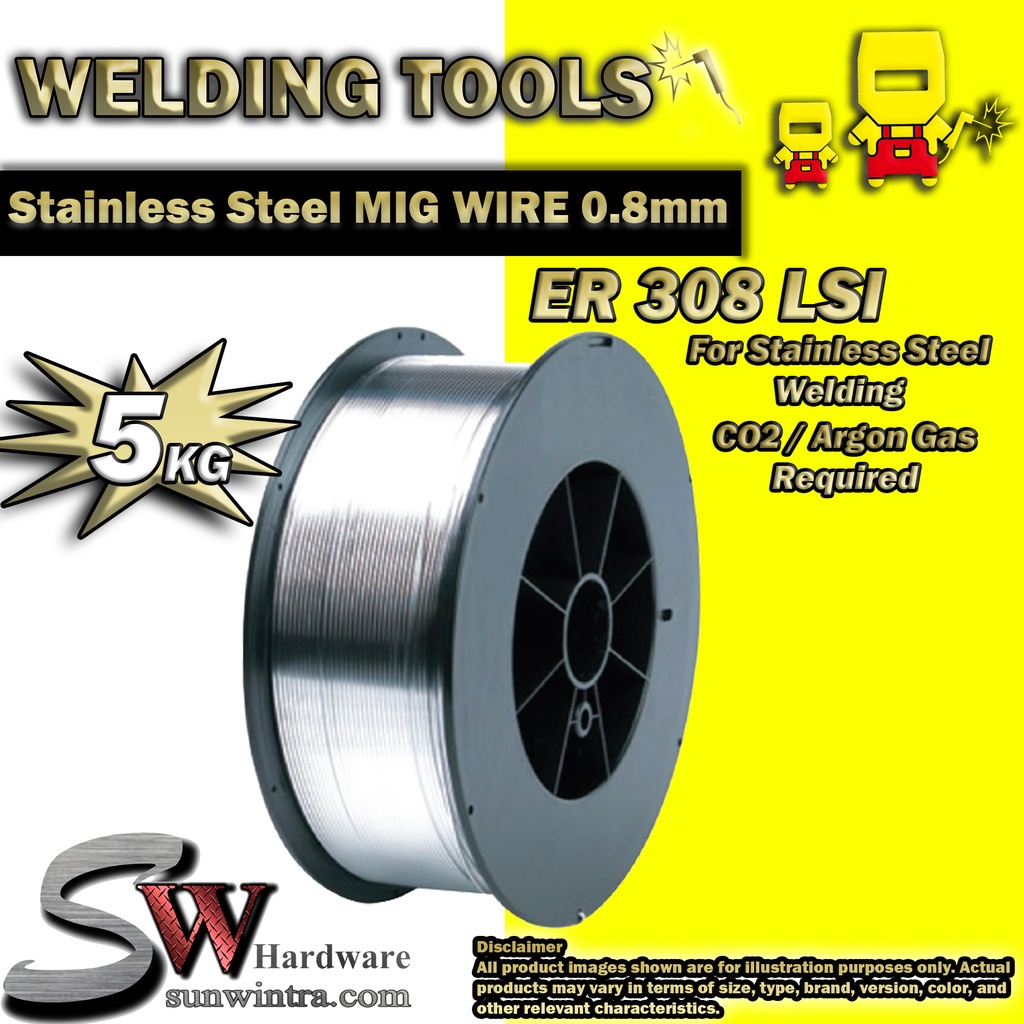 SW Hardware MIG Wire Stainless Steel Coil 0.8MM X 5KG (SUITABLE FOR ALL MIG MODEL) ER308LSI ER ...