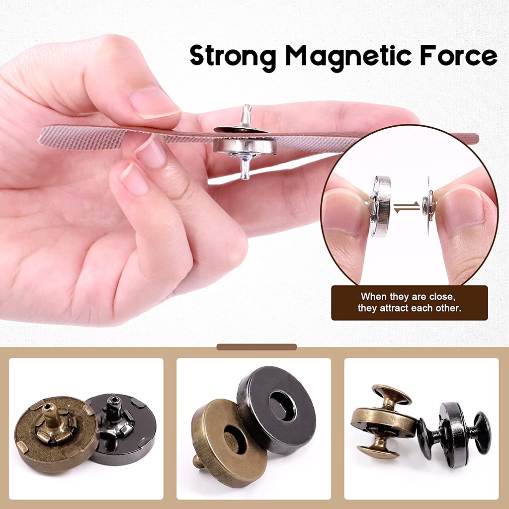 Rivet Button Magnetic Snaps Purse Double Rivet Closures Round Clasp ...