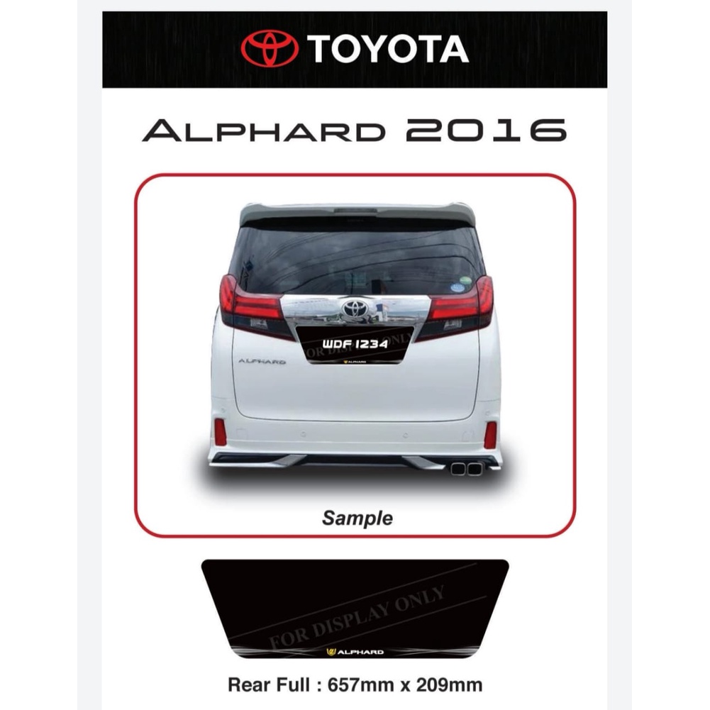 Ready stock Toyota Alphard 2016 Acrylic Kereta Plat Nombor Papan ...