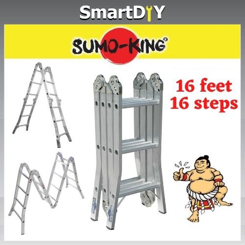 16 Steps 16 Feet SUMO-KING Heavy Duty Multi Purpose Ladder Multi ...