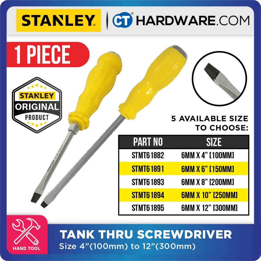 Flat Head Screwdriver Sizes