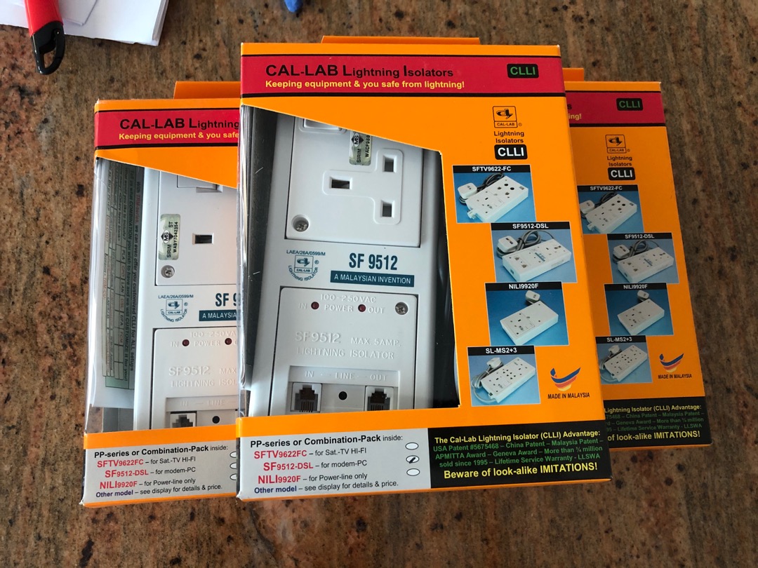 Cal-Lab Lightning Isolator ( CLLI SF9512-DSL ) 230V Power Outlet Phone ...