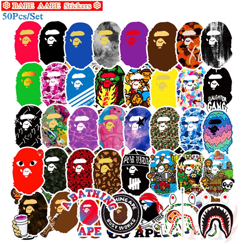 BAPE AAPE Harajuku Stickers 50Pcs/Set Luggage Laptop Skateboard Doodle ...