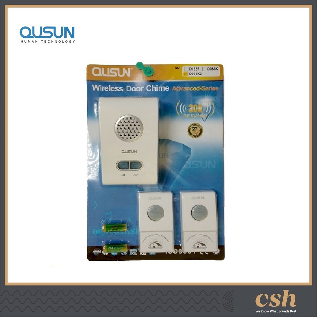 QUSUN D033K2B Wireless Door Chime Doorbell Loceng Pintu With 51 Songs 1 ...