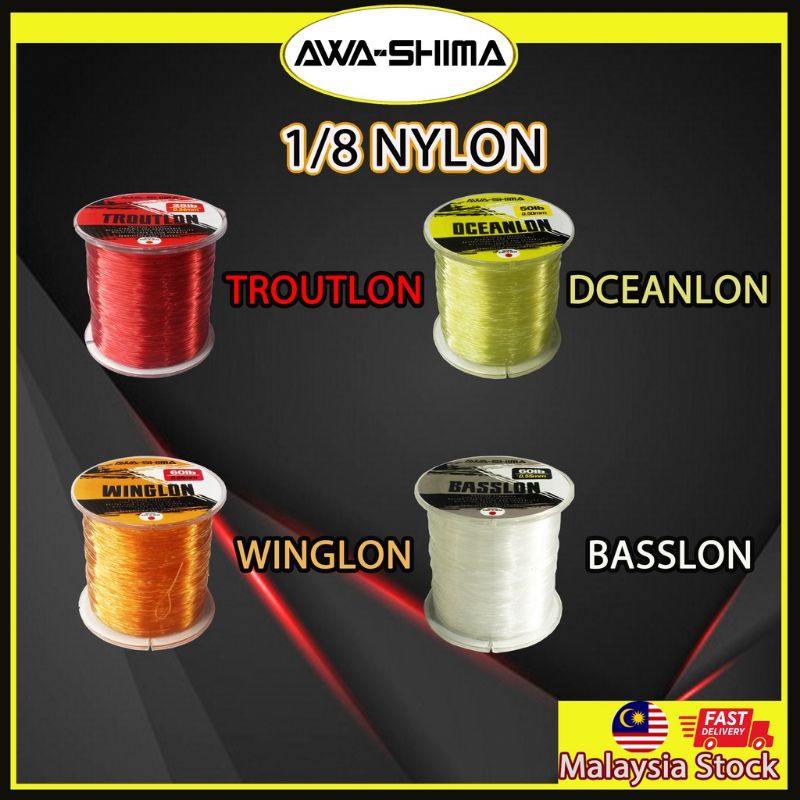 AWASHIMA TROUTLON & DCEANLON & WINGLON & BASSLON NYLON LINE TALI TANGSI ...