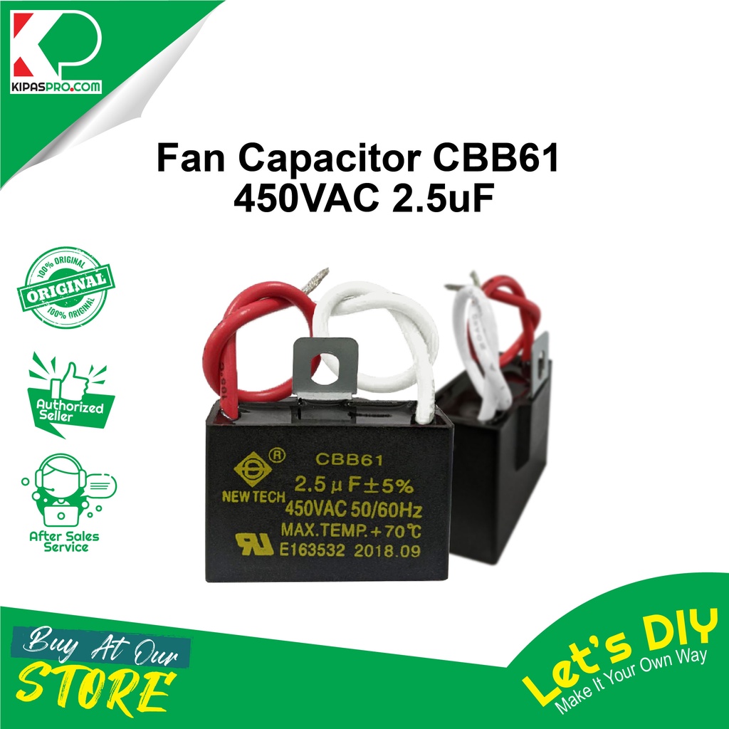 FAN CAPACITOR FOR DEKA/ALPHA CEILING FAN CBB61 450VAC 2.5UF | Shopee ...