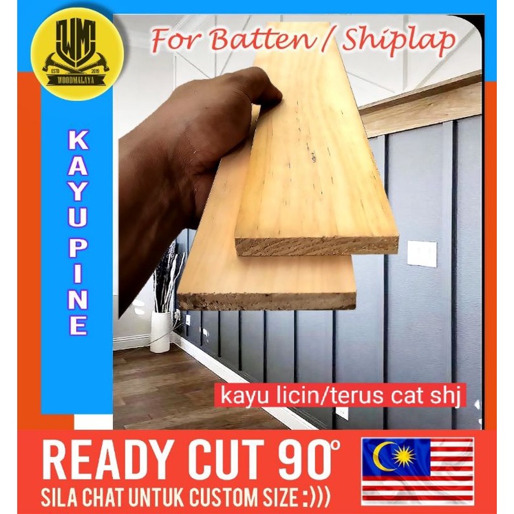 DIY for batten, shiplap,Kayu Tahan air, Siap potong ikut design anda ...