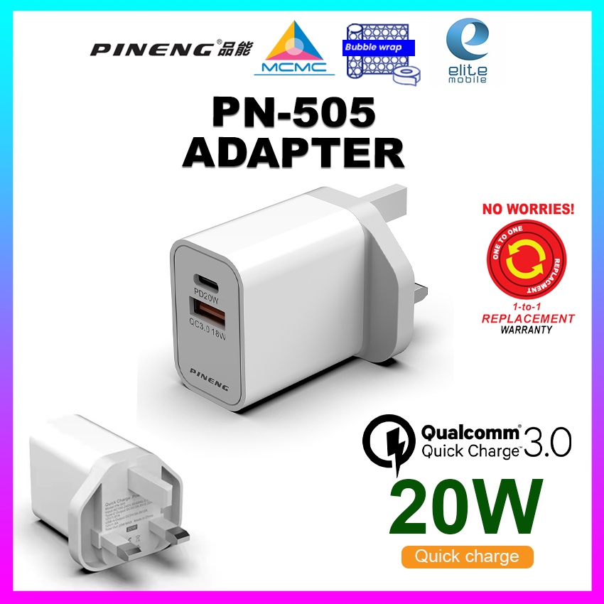 Pineng PN-505 Quick Charge 3.0 Power Adapter 20W Dual Output Port - 3 ...