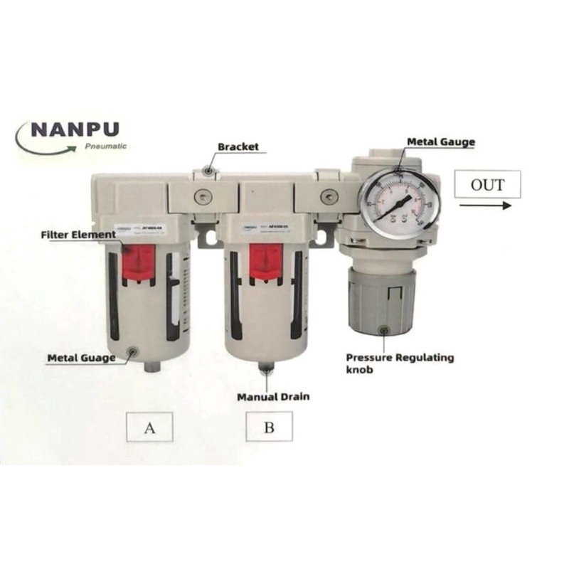NANPU PNEUMATIC AIR FILTER & REGULATOR DFR-04 (LOW PRESSURE) | Shopee ...