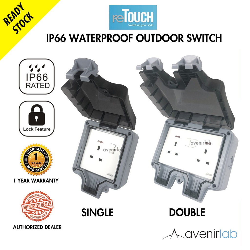 reTouch IP66 Rated Waterproof 13A 15A Switch Socket Cover for Outdoor ...