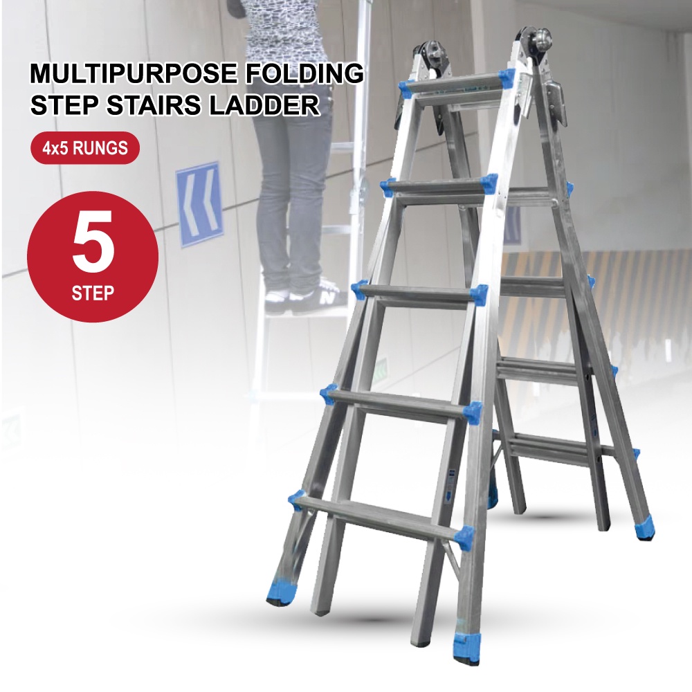 5 / 6 Steps Extension Aluminum Telescopic Ladder Extendable Folding ...
