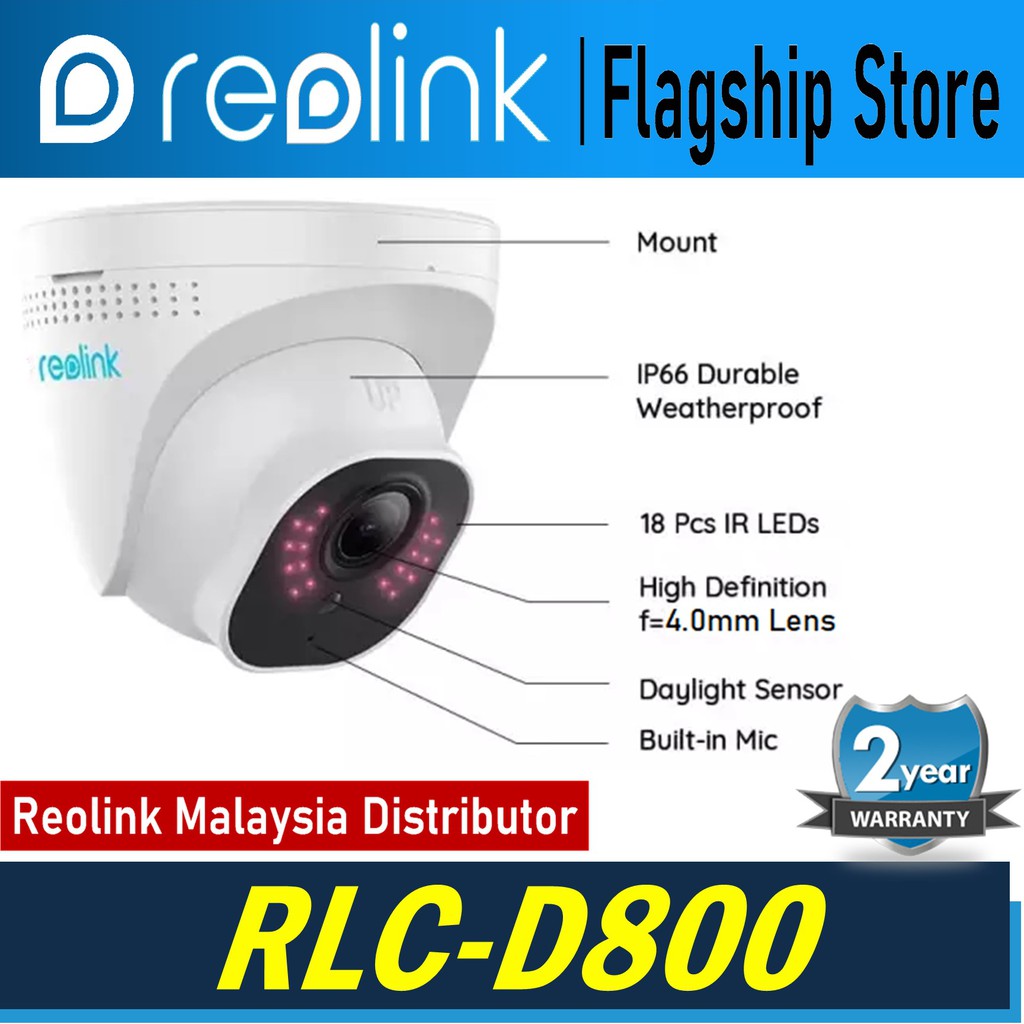 Reolink RLC-D800 8MP 4K Ultra HD CCTV Indoor Outdoor IP66 IP Camera PoE ...