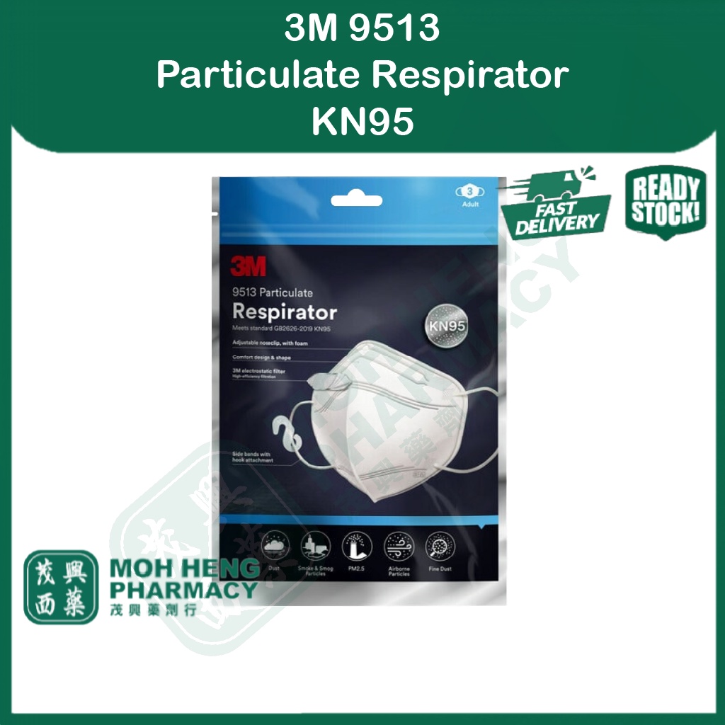 3M 9513 PARTICULATE RESPIRATOR KN95 (3'S) | Shopee Malaysia
