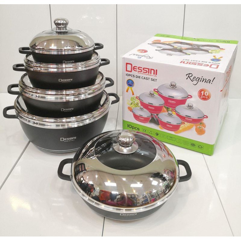 10 Dessini Italy Non Stick Ceramic Coating Cooking Pot Set Kitchen ...